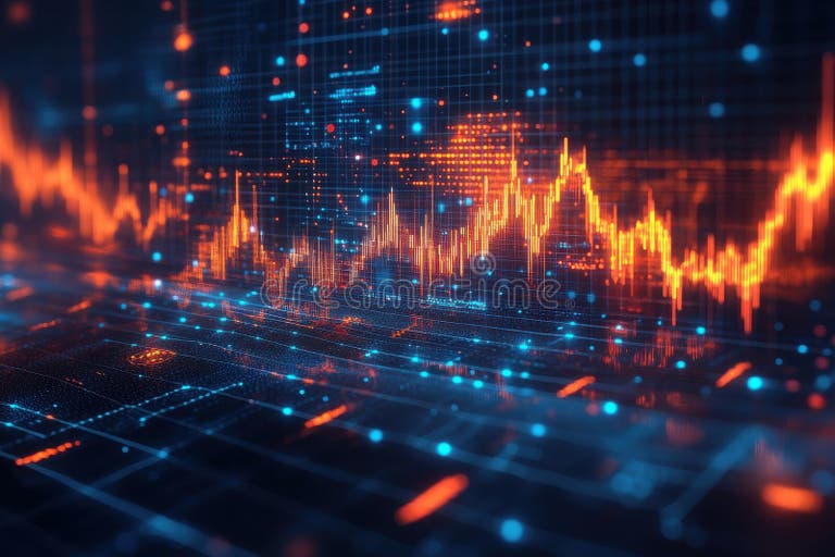 Analyzing Data Trends Digital Network Infographic Visualization High-tech Environment Bird S Eye ...