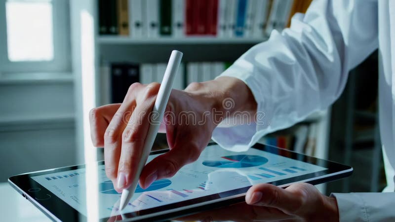 Analyzing Data Trends with Digital Tablet Footage in Professional Environment Stock Video ...