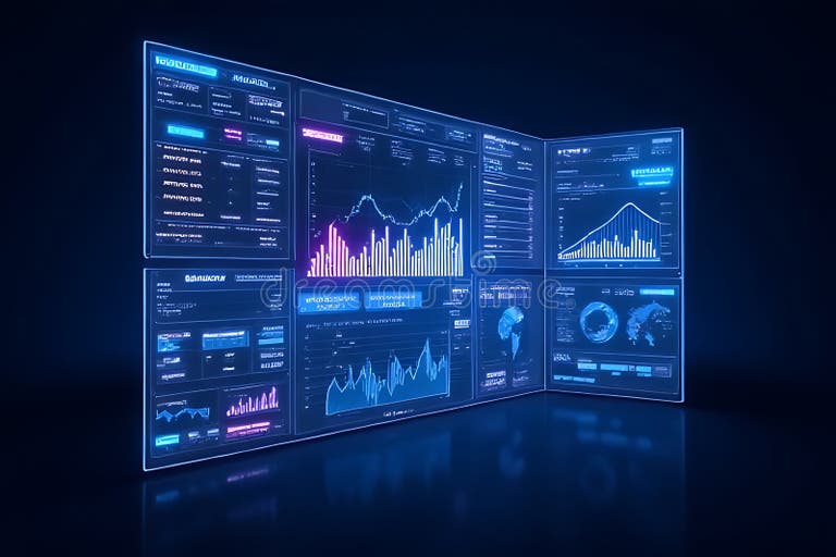 Analyzing Data Trends Digital Workspace Dashboard Visualization Dark ...