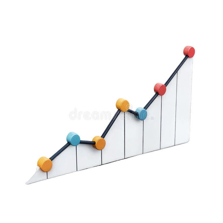 Graph Showing Steady Growth Trend with Colorful Markers Indicating Data ...