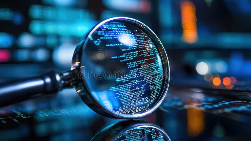 Analyzing Data Trends with a Magnifying Glass Tech Lab Digital Image ...