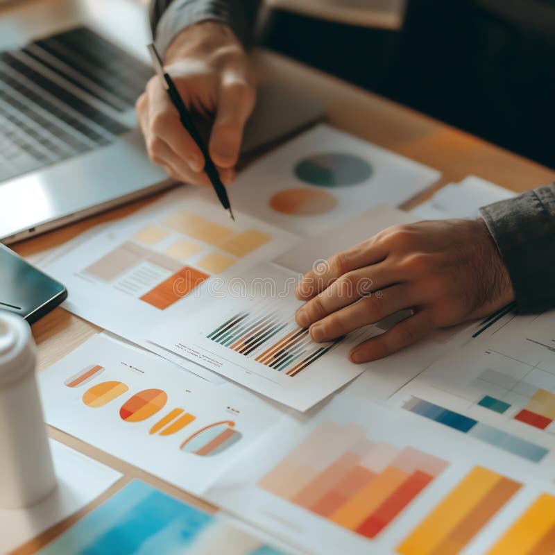 Analyzing Data Trends stock illustration. Illustration of writing ...