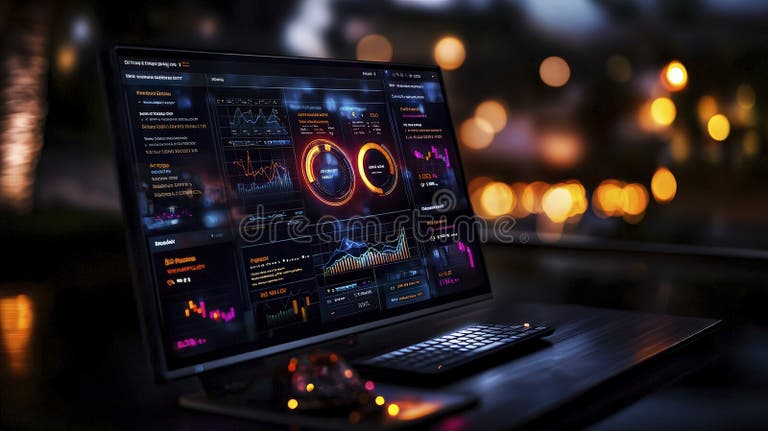 Analyzing Data Visualizations on a Computer Screen in a Modern Office ...
