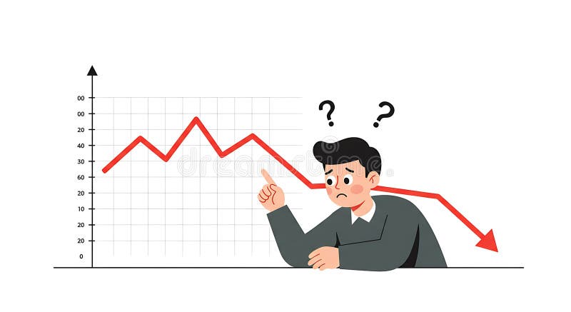 Falling Stock Market Anxiety Stock Illustration - Illustration of chart ...