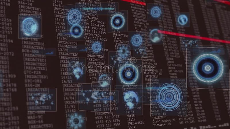 Analyzing Digital Data, Animation of Blue Circular Graphics Over ...
