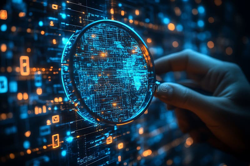 Analyzing Digital Data with Magnifying Glass Shows Information ...