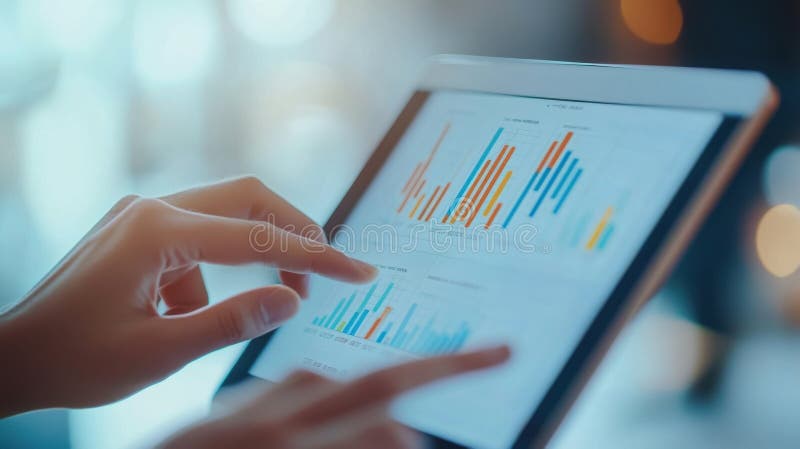 Analyzing Digital Financial Charts on a Tablet for Business Insights ...