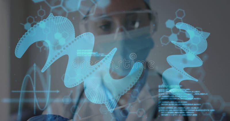 Analyzing DNA Strand, Medical Professional Processing Data Animation in ...