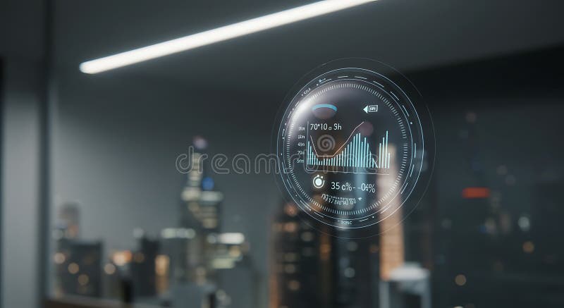 Analyzing Energy Data on Digital Display with Urban City View Stock ...