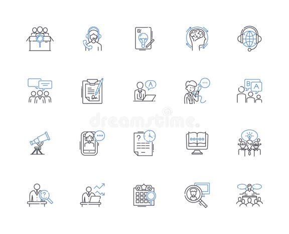 Analyzing and Explanations Line Icons Collection. Interpretation ...