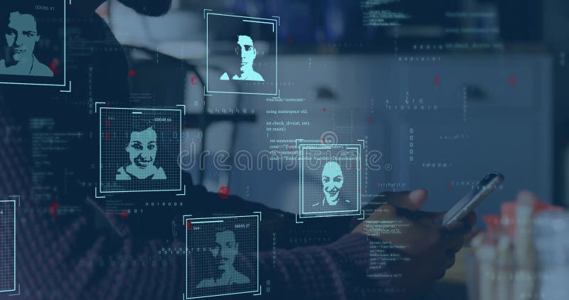 Analyzing Faces Using Animation, Person with Smartphone in School ...