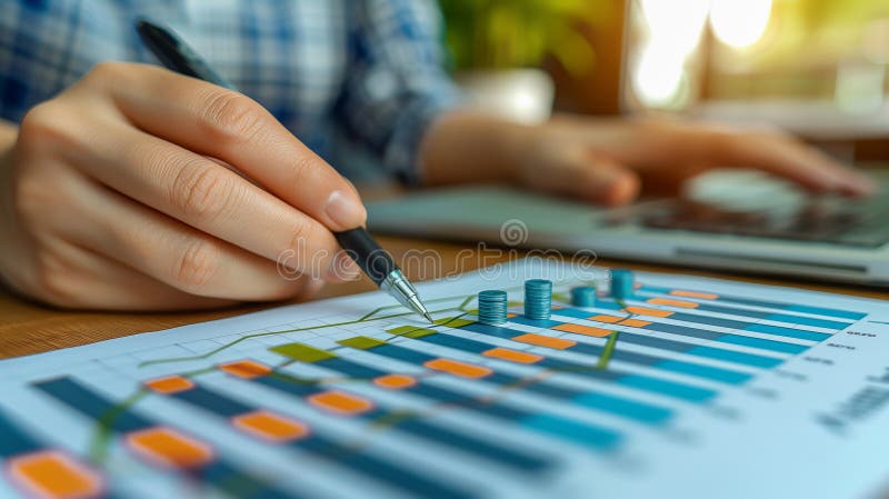 Analyzing Financial Data with Charts and Graphs Stock Illustration ...