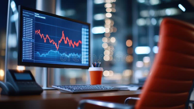 Analyzing Financial Data on a Computer Screen Stock Illustration ...