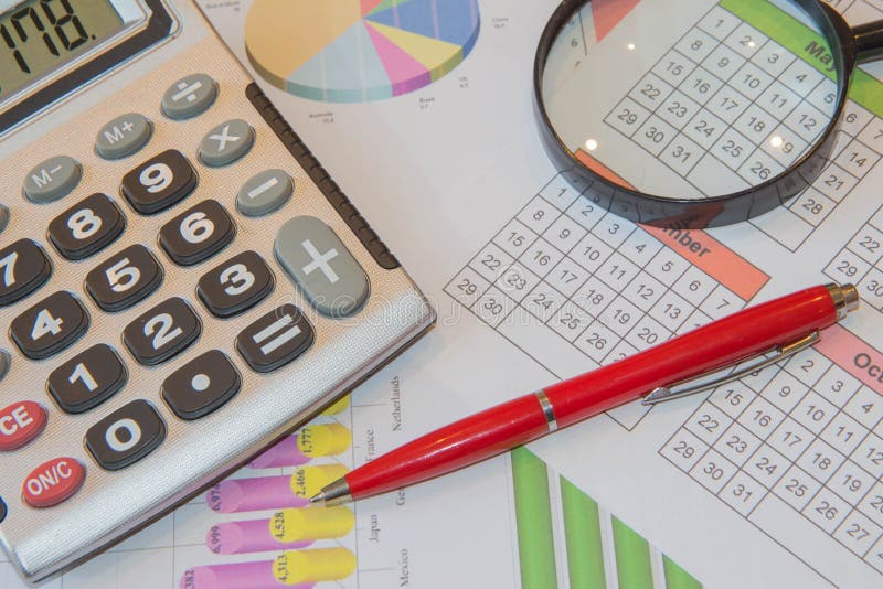 Analyzing Financial Data and Counting on Calculator Stock Image - Image ...