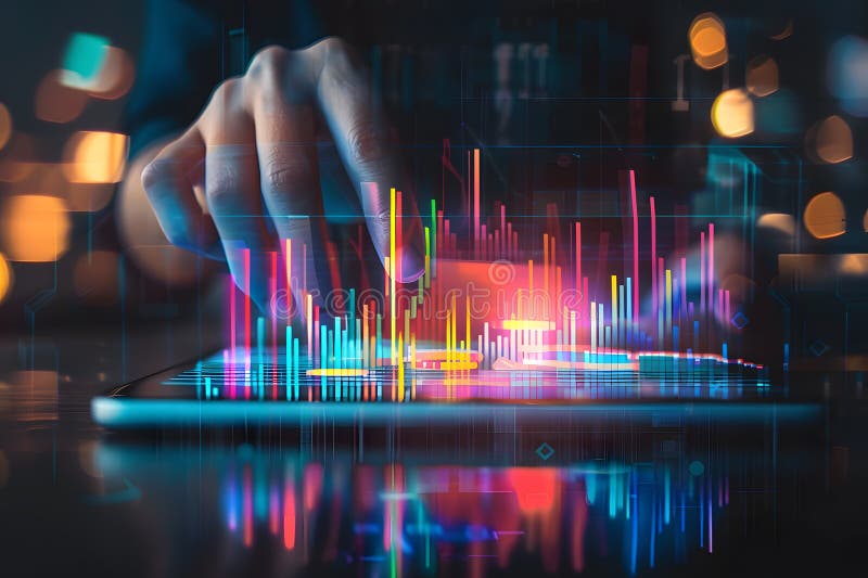 Analyzing Financial Data on Digital Tablet Stock Illustration ...