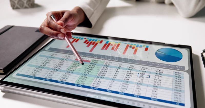 Analyzing Financial Data on Laptop Screen Stock Image - Image of ...