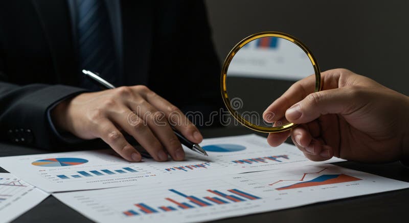 Analyzing Financial Data with Magnifying Glass and Pen Stock ...