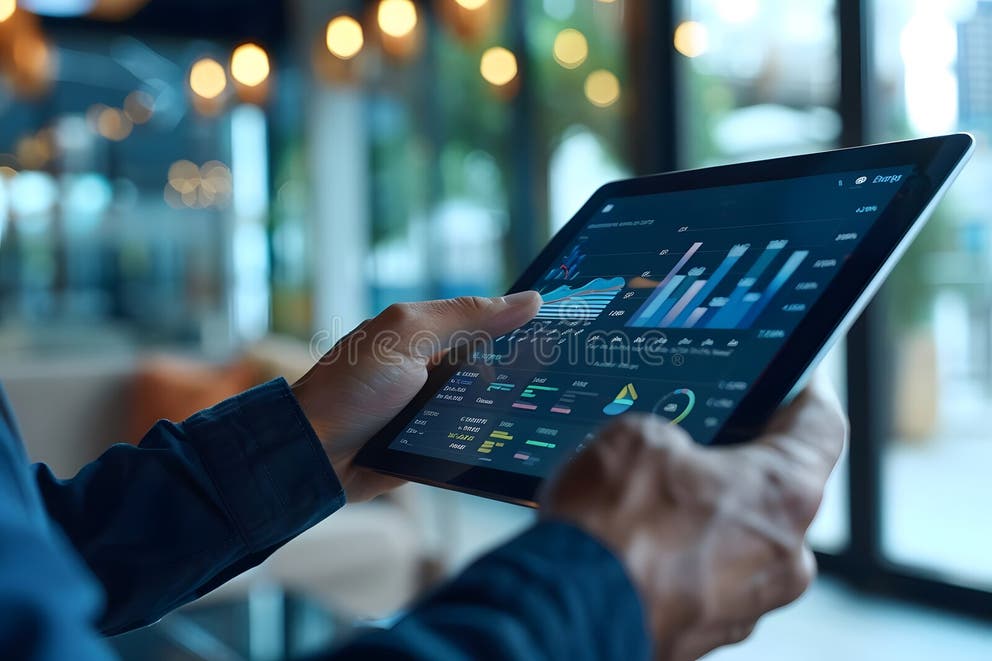 Analyzing Financial Data on a Tablet, Interpreting Charts and Graphs ...