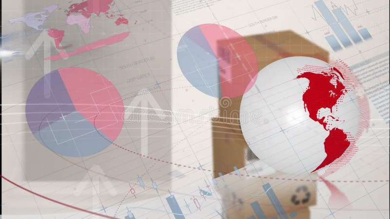 Analyzing Global Data, Charts and Graphs on World Map and Globe Animation Stock Footage - Video ...