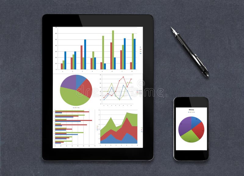 Analyzing Graph with Tablet Stock Photo - Image of technology, hand ...