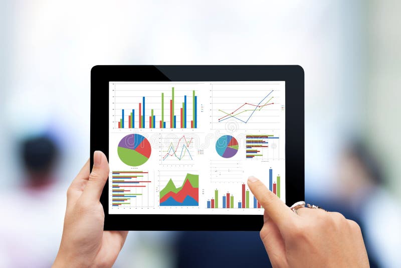 Analyzing Graph with Tablet Stock Photo - Image of technology, hand ...