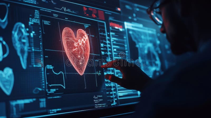 Analyzing Heart Health with Advanced Technology Stock Illustration ...