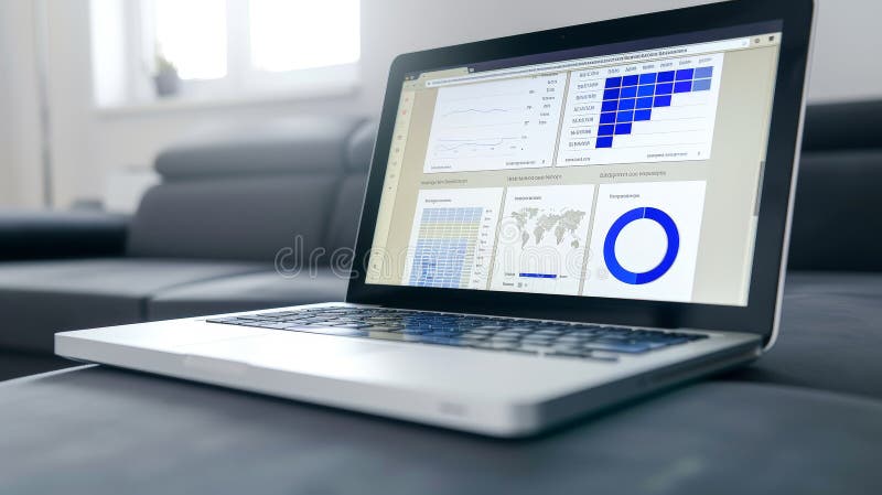 Analyzing Insights: Laptop with Data Stock Illustration - Illustration ...