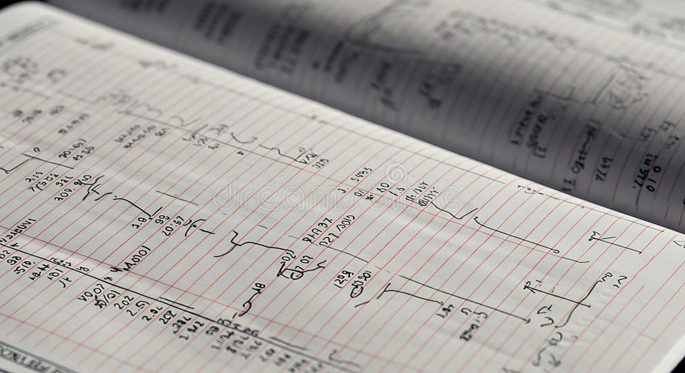 Handwritten Financial Data stock illustration. Illustration of retro ...