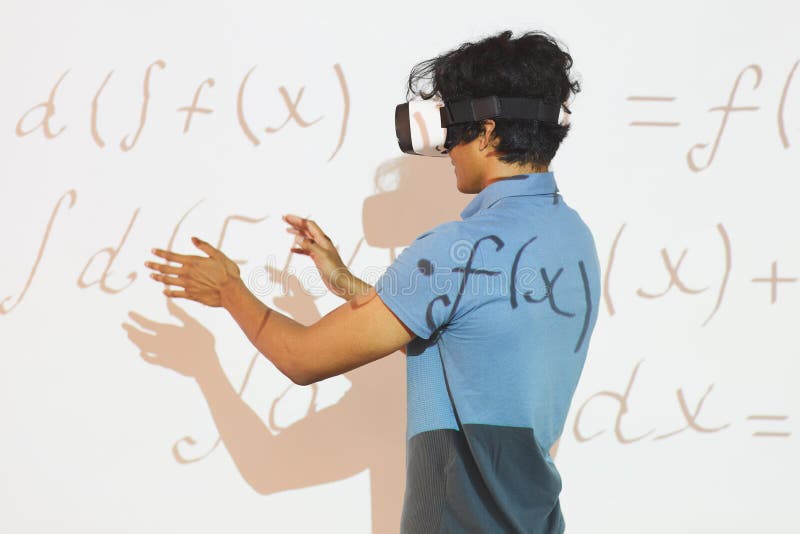 Analyzing Math Calculations in VR Device Stock Image - Image of ...