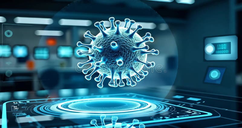 Analyzing Microscopic Virus Cell in Futuristic Lab Slow Motion Stock ...