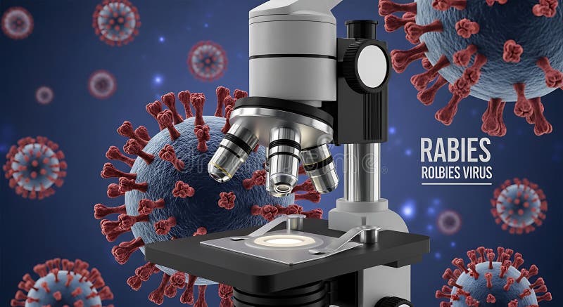 Analyzing Microscopic Virus with Microscope for Medical Research Stock ...