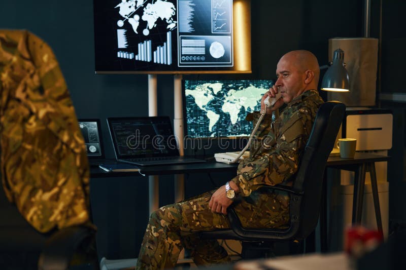 Analyzing Military Strategy Using Advanced Technology Stock Image ...
