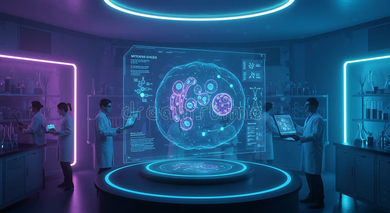 Analyzing Mitosis Stages on Holographic Display in Futuristic Science ...