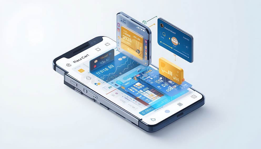 Analyzing Mobile App Data Visualization on Smartphone Device Interface Stock Illustration ...