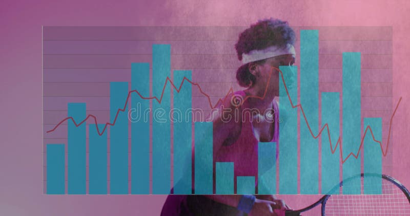 Analyzing Performance Metrics, Tennis Player in Action with Data Chart ...