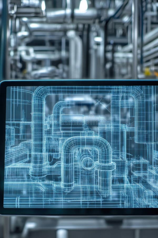 Analyzing Pipe Design on Screen for Efficiency and Blueprint Details ...