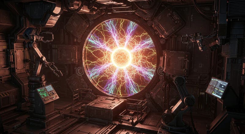 Analyzing Plasma Core in Futuristic Research Lab Setting Stock ...