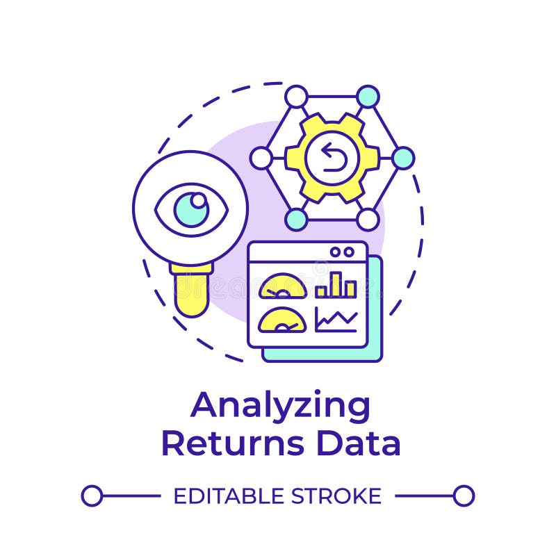 Analyzing Returns Data Multi Color Concept Icon Stock Illustration ...