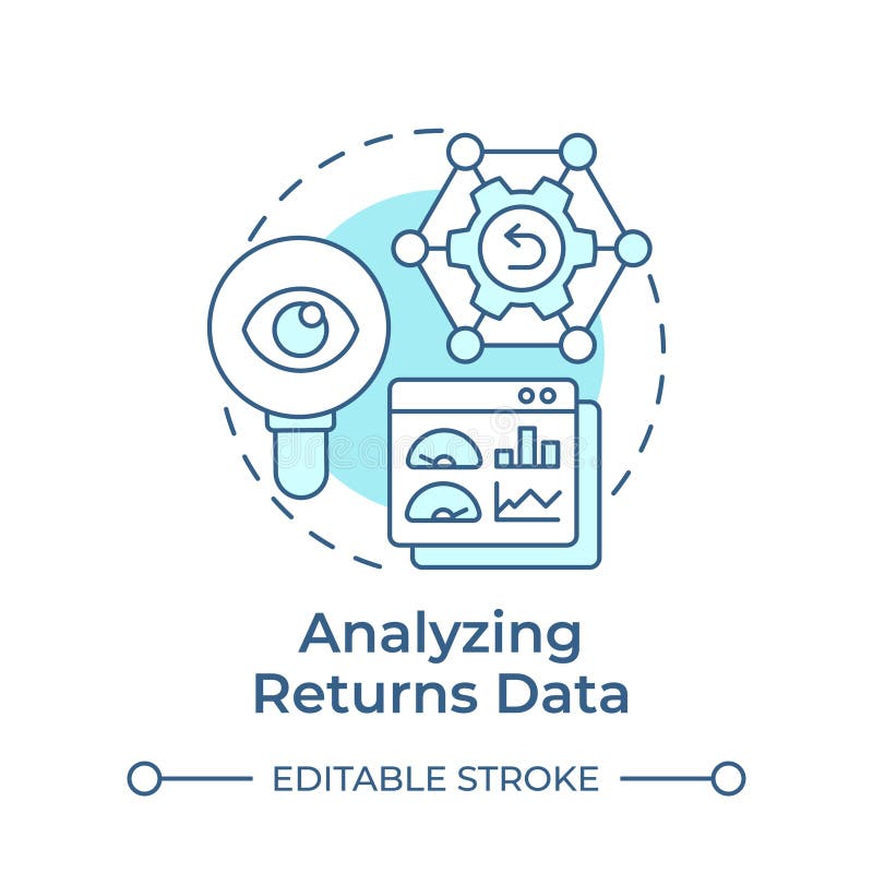 Analyzing Returns Data Soft Blue Concept Icon Stock Illustration - Illustration of icon, analyze ...
