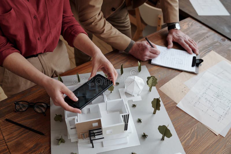 Analyzing Room Space while Developing House Stock Image - Image of ...