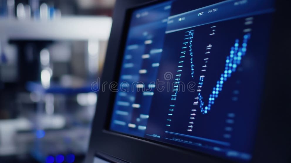Analyzing Scientific Data on a Computer Screen Stock Image - Image of science, charts: 360005447