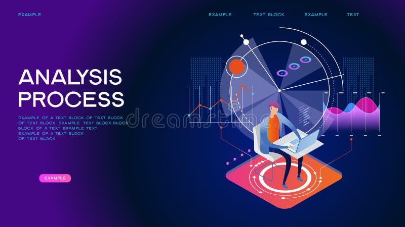Analyzing Statistics Isometric Concept Banner Stock Vector ...