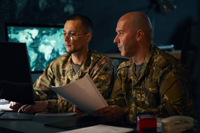 Analyzing Strategic Military Operations Command Center Stock Photos ...