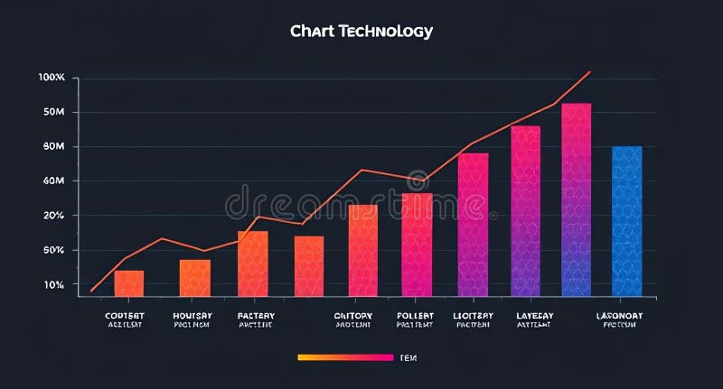 Analyzing Technology Growth Chart Showing Increase with Colorful Bar ...