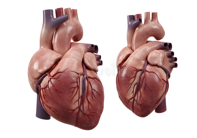 Analyzing Two Human Hearts Showing Anatomy and Structure Study Stock ...