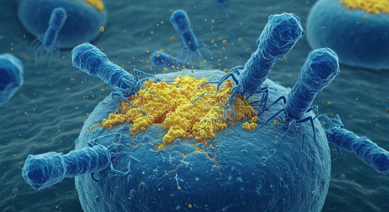 Analyzing Viral Infection Process with Yellow and Blue Components Stock ...