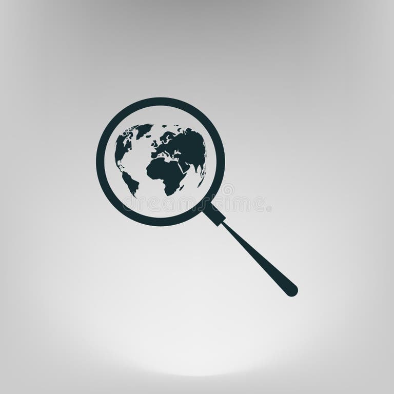 Analyzing the World. Magnifier Glass with Globe Stock Illustration ...