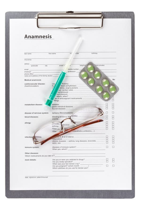 Anamnesis Form on the Clipboard Stock Image - Image of nursing ...