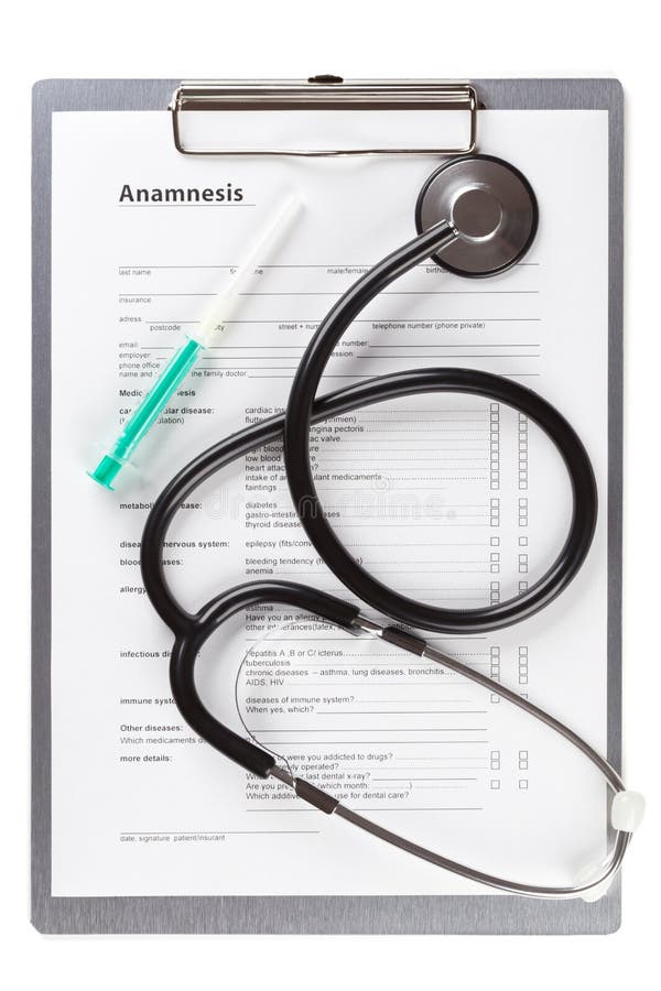 Anamnesis Form on the Clipboard Stock Image - Image of nursing ...
