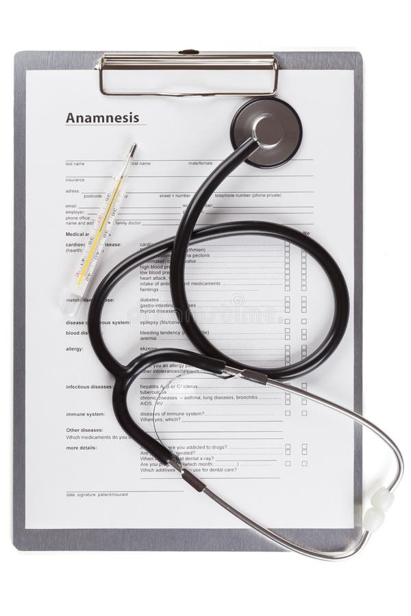 Anamnesis Form on the Clipboard Stock Image - Image of nursing ...